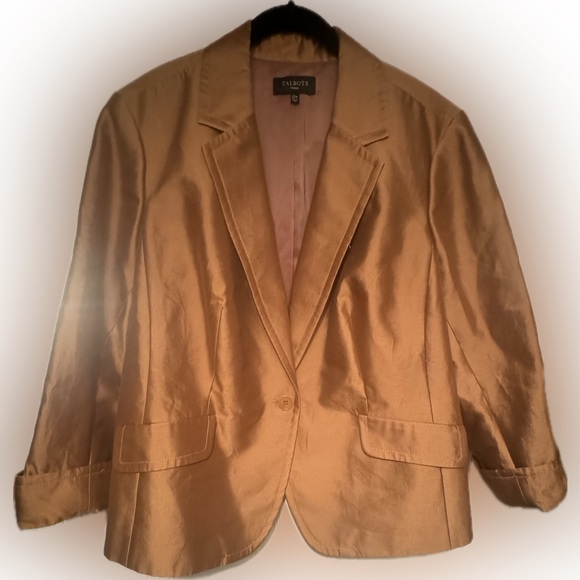 Talbots | Jackets & Coats | Talbots Silk Copper Color Blazer W Single ...